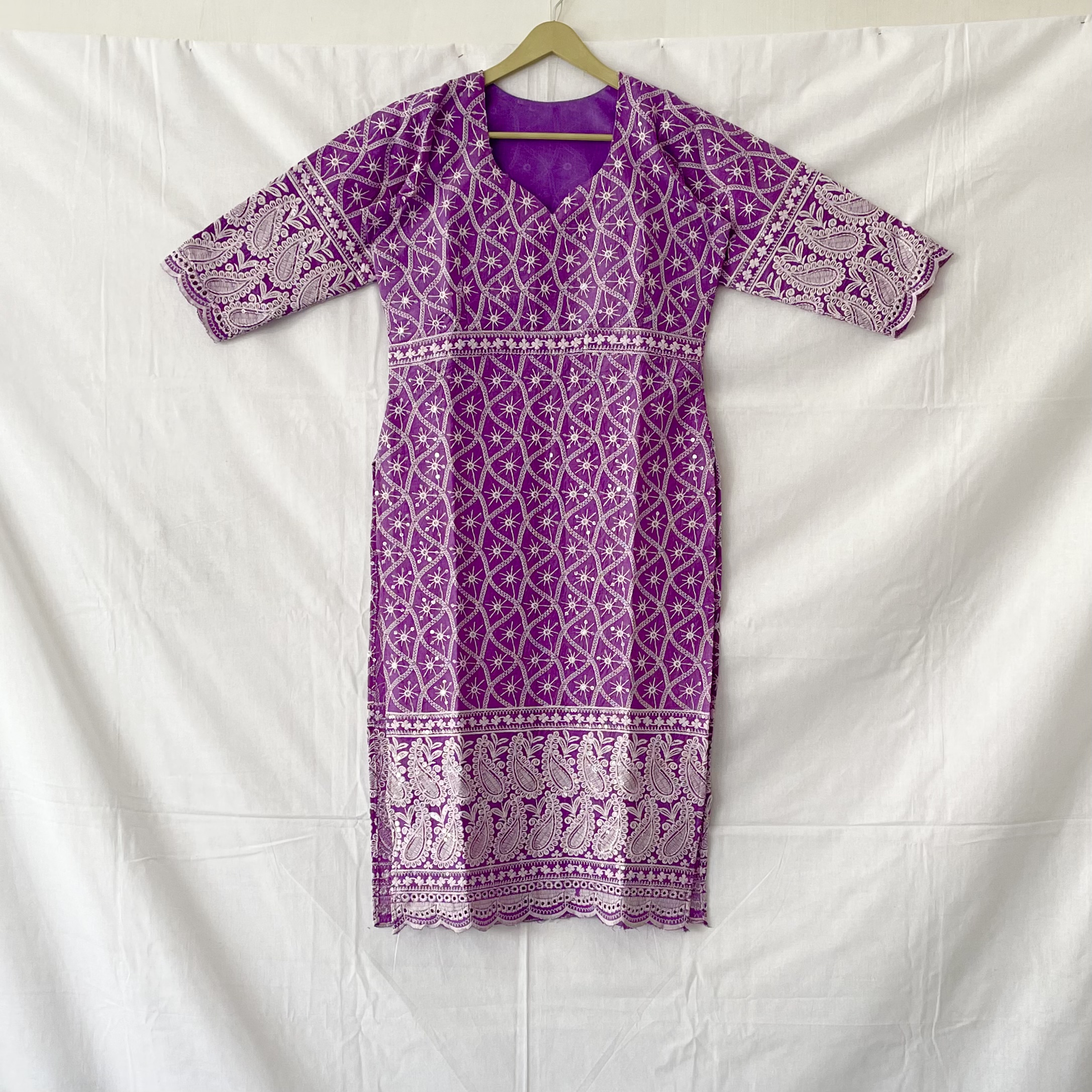 Lavender Chikan Cotton Kurti