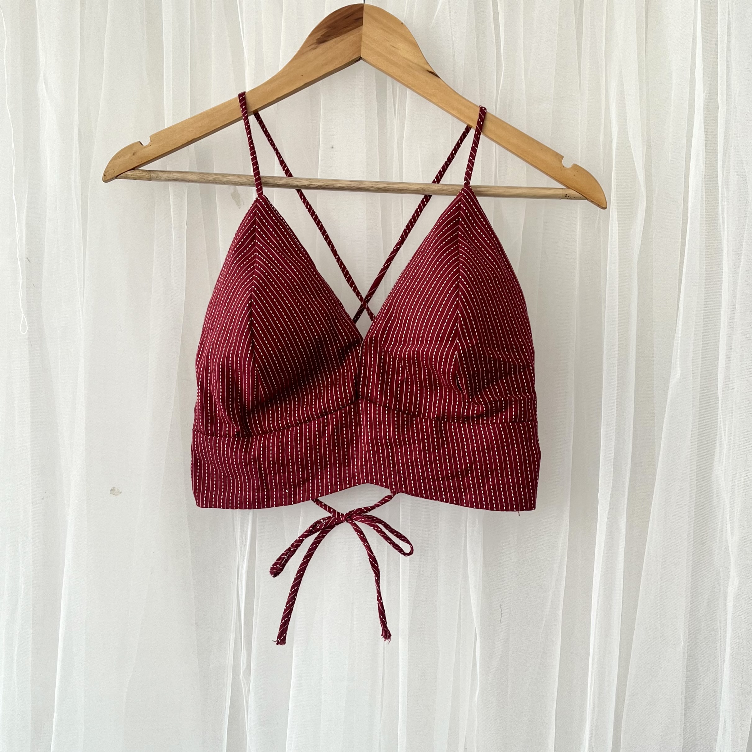 Maroon Kantha Cotton Bralette