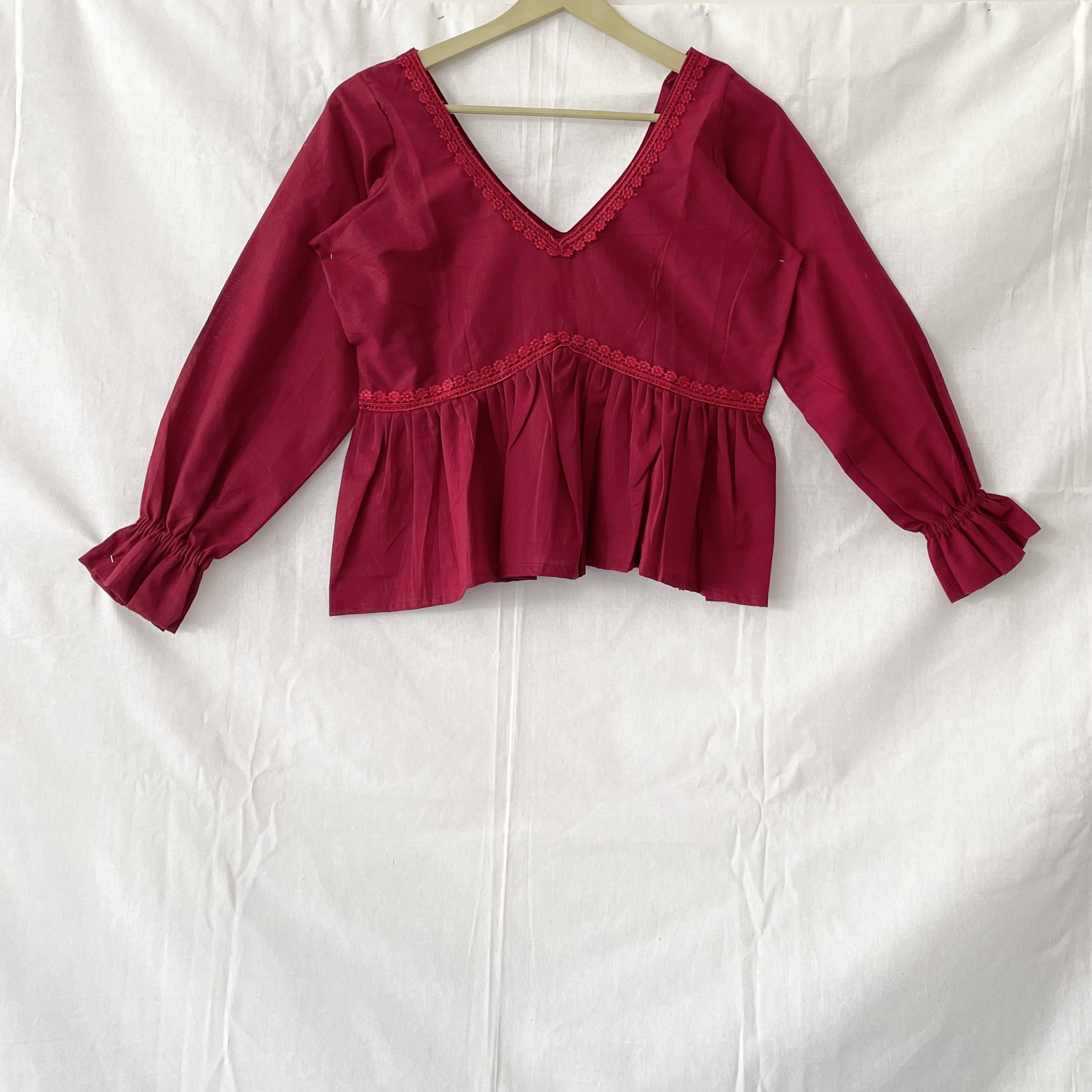Maroon Simple Neck Cotton Top