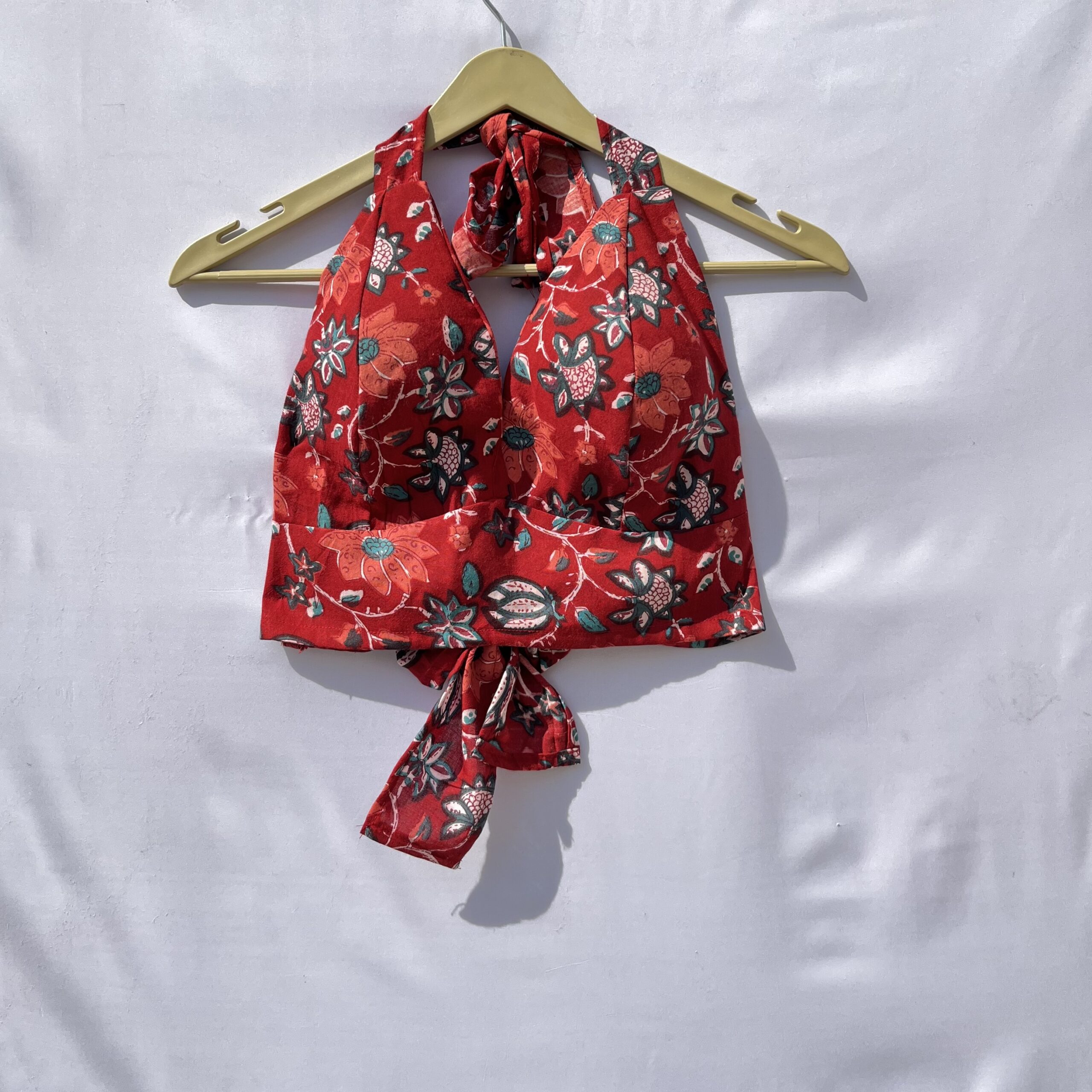 Red Floral Halter Neck Top