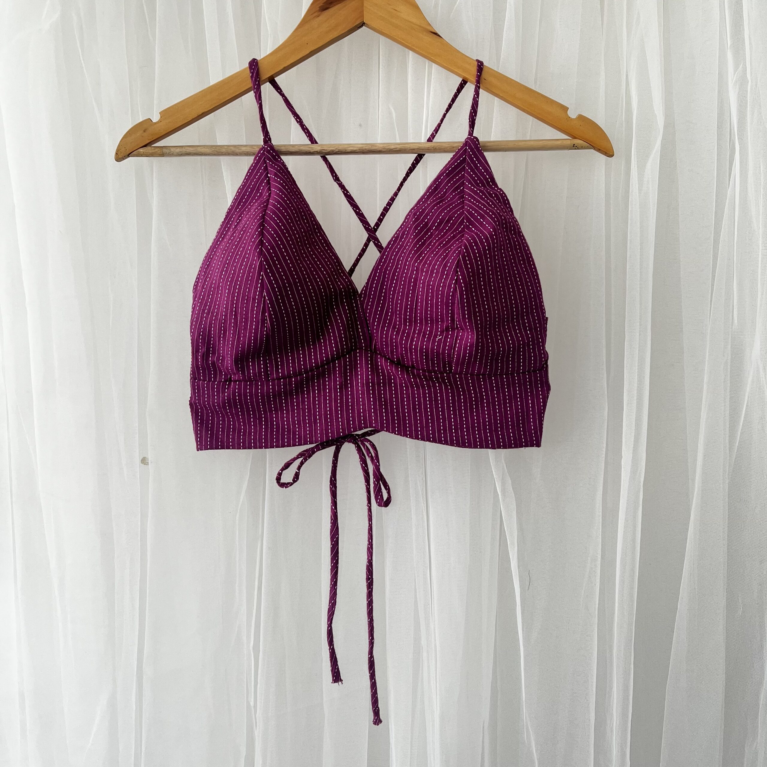 Wine Kantha Cotton Bralette