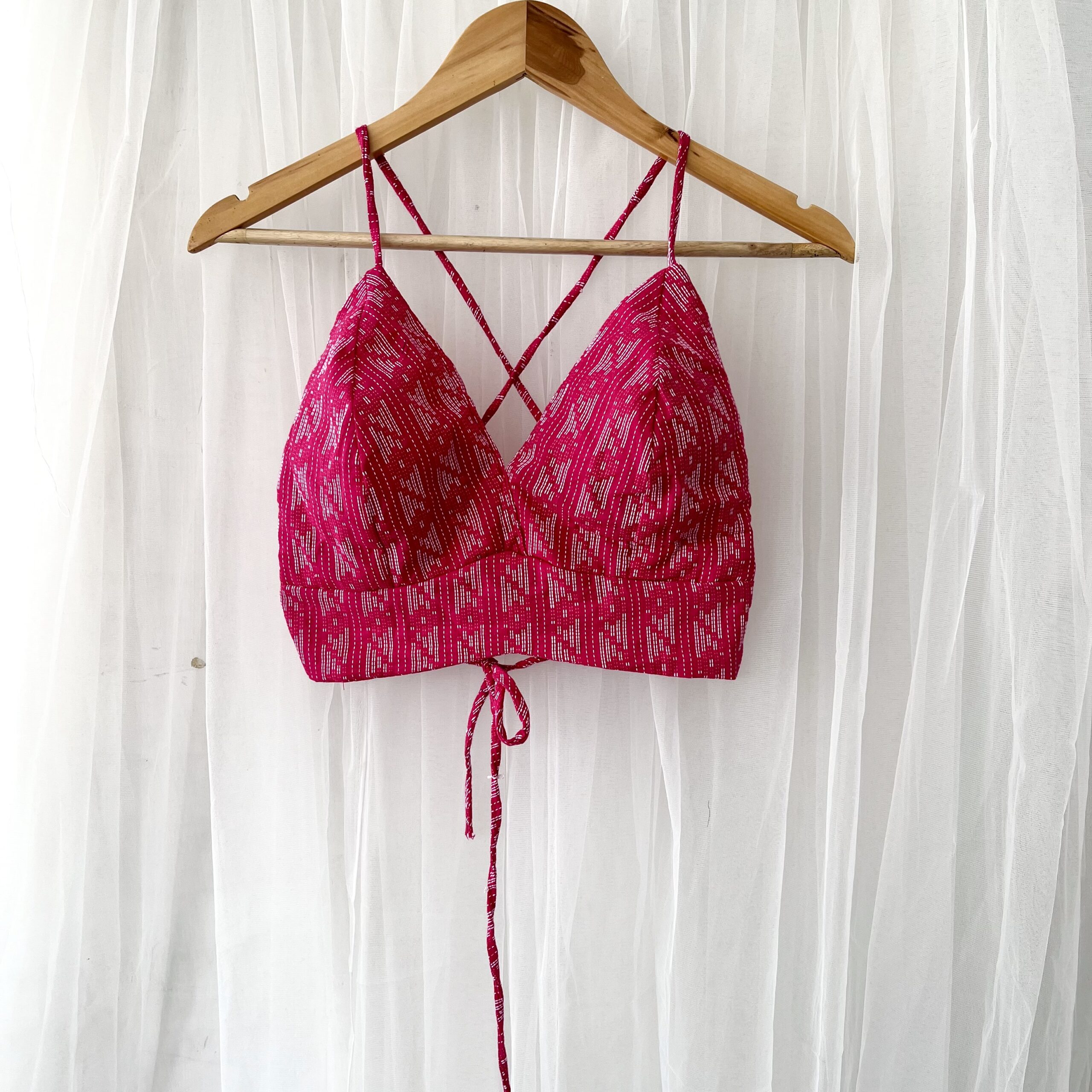 Pink Kantha Cotton Bralette