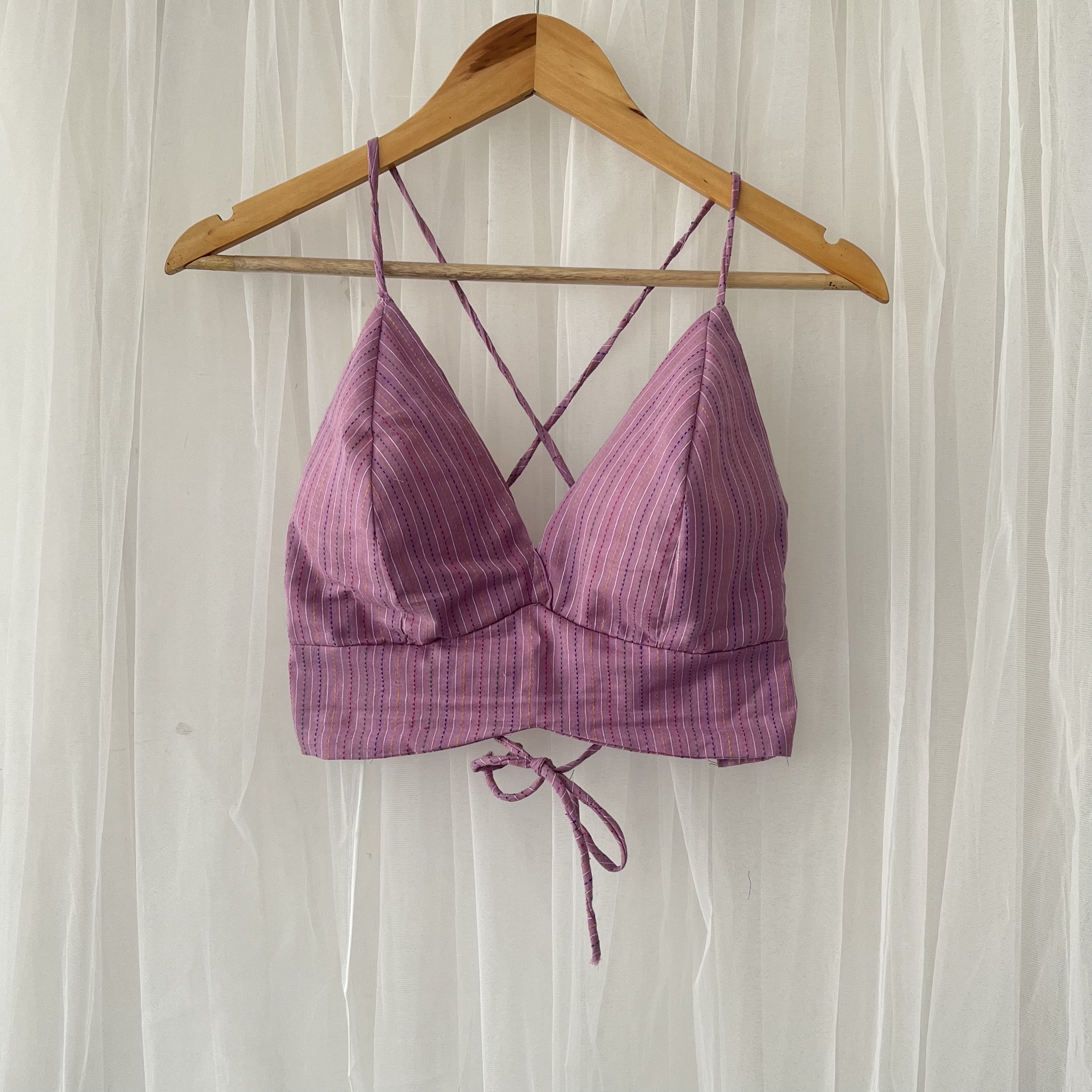 Lavender Kantha Cotton Bralette
