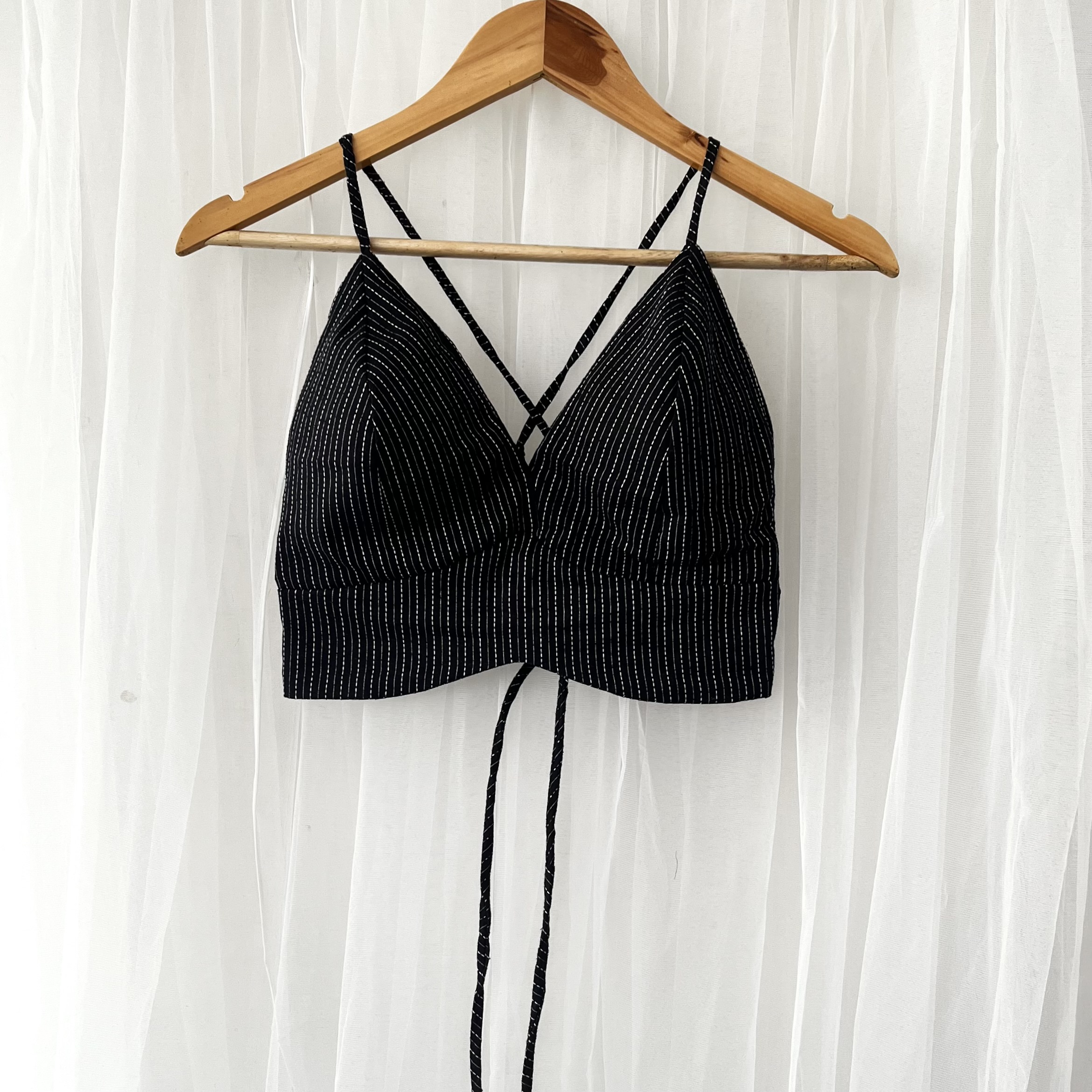 Black Kantha Cotton Bralette