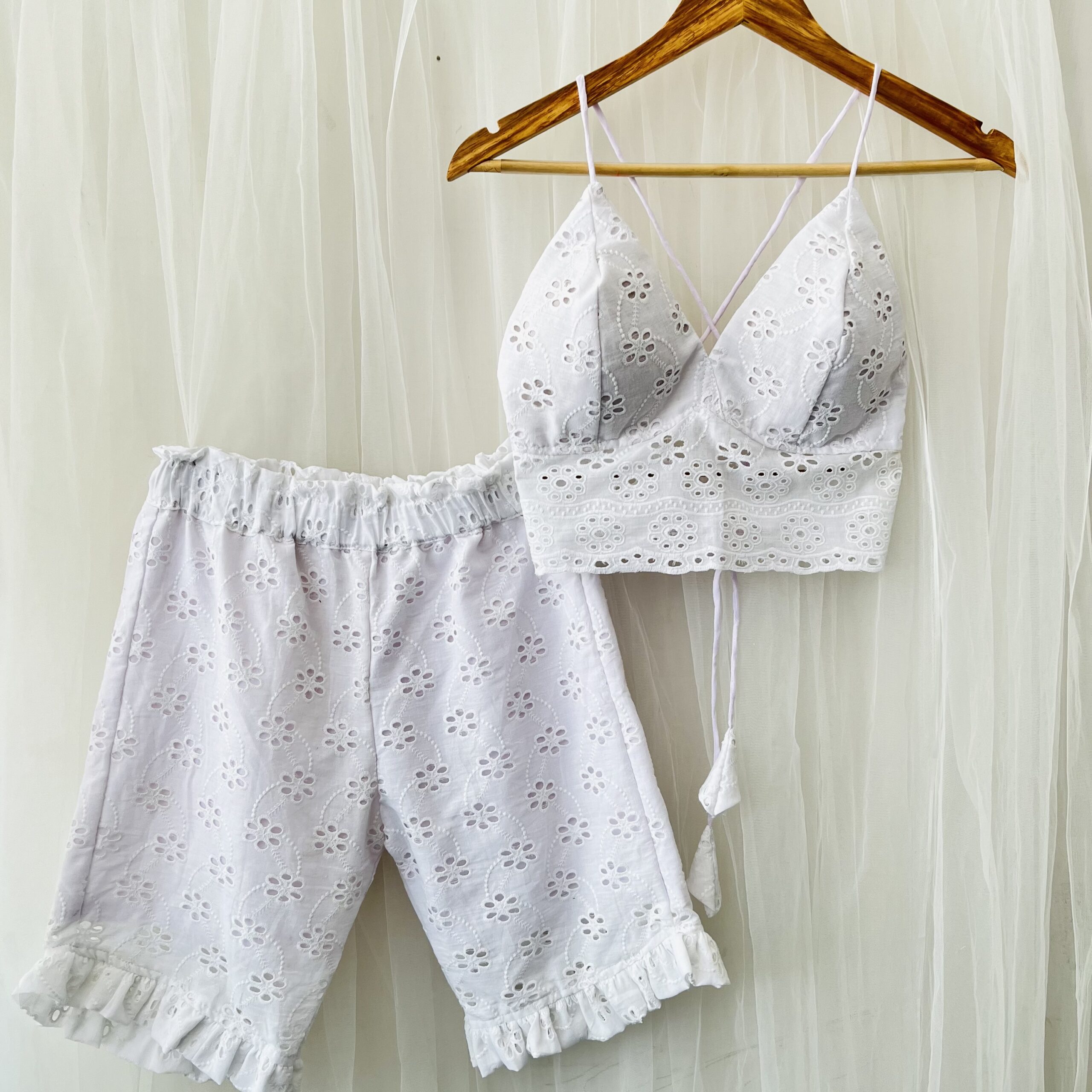 White Hakoba Bralette and Shorts Co- ord