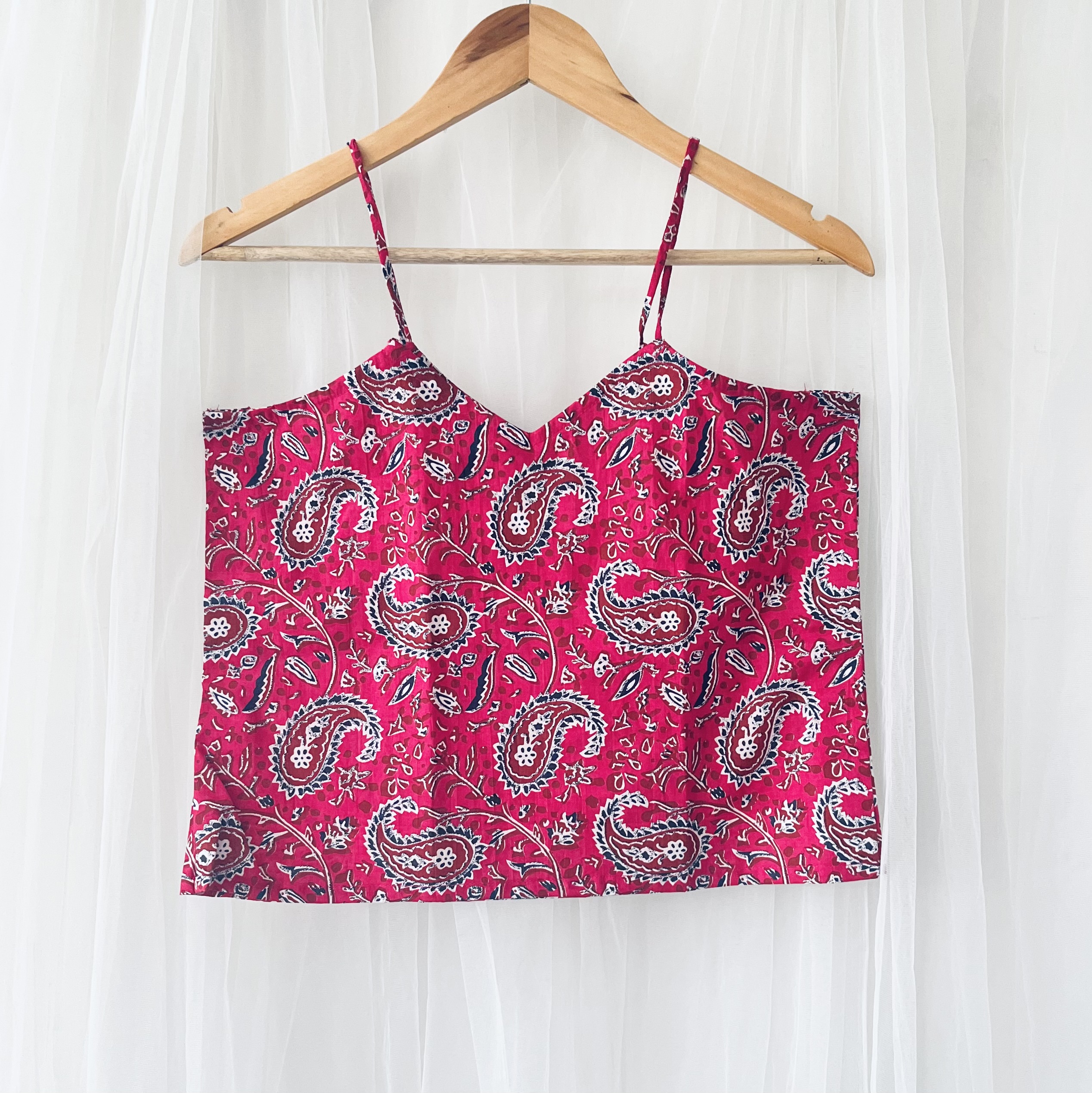 Pink Paisley Spaghetti Top