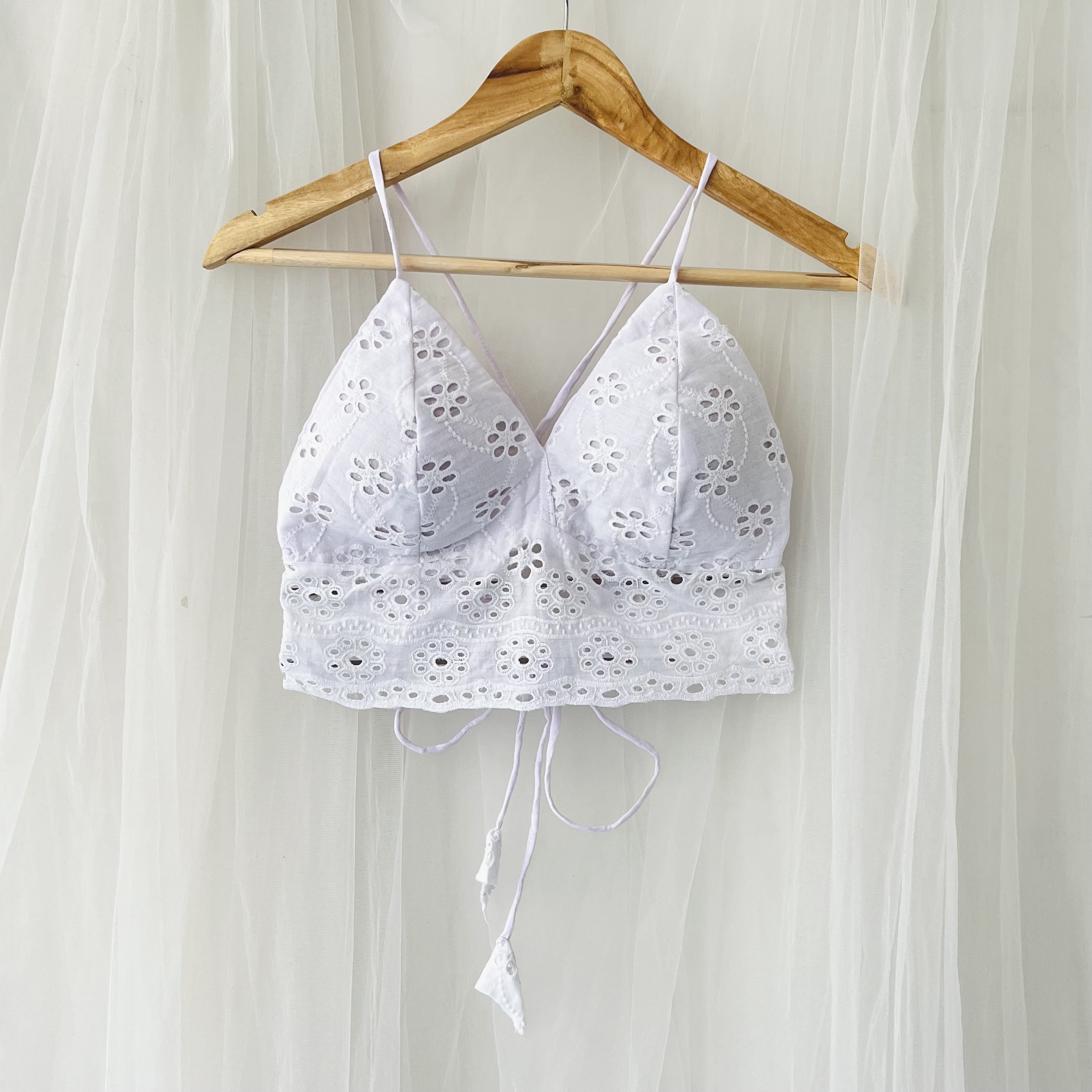 White Crystal Cotton Bralette