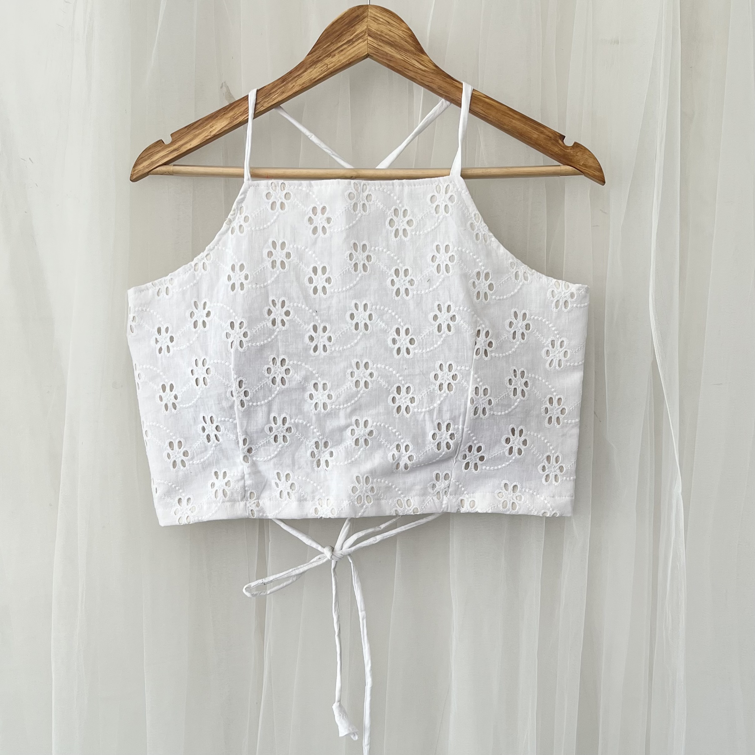 Crystal Hakoba Back Criss Cross Cotton Top