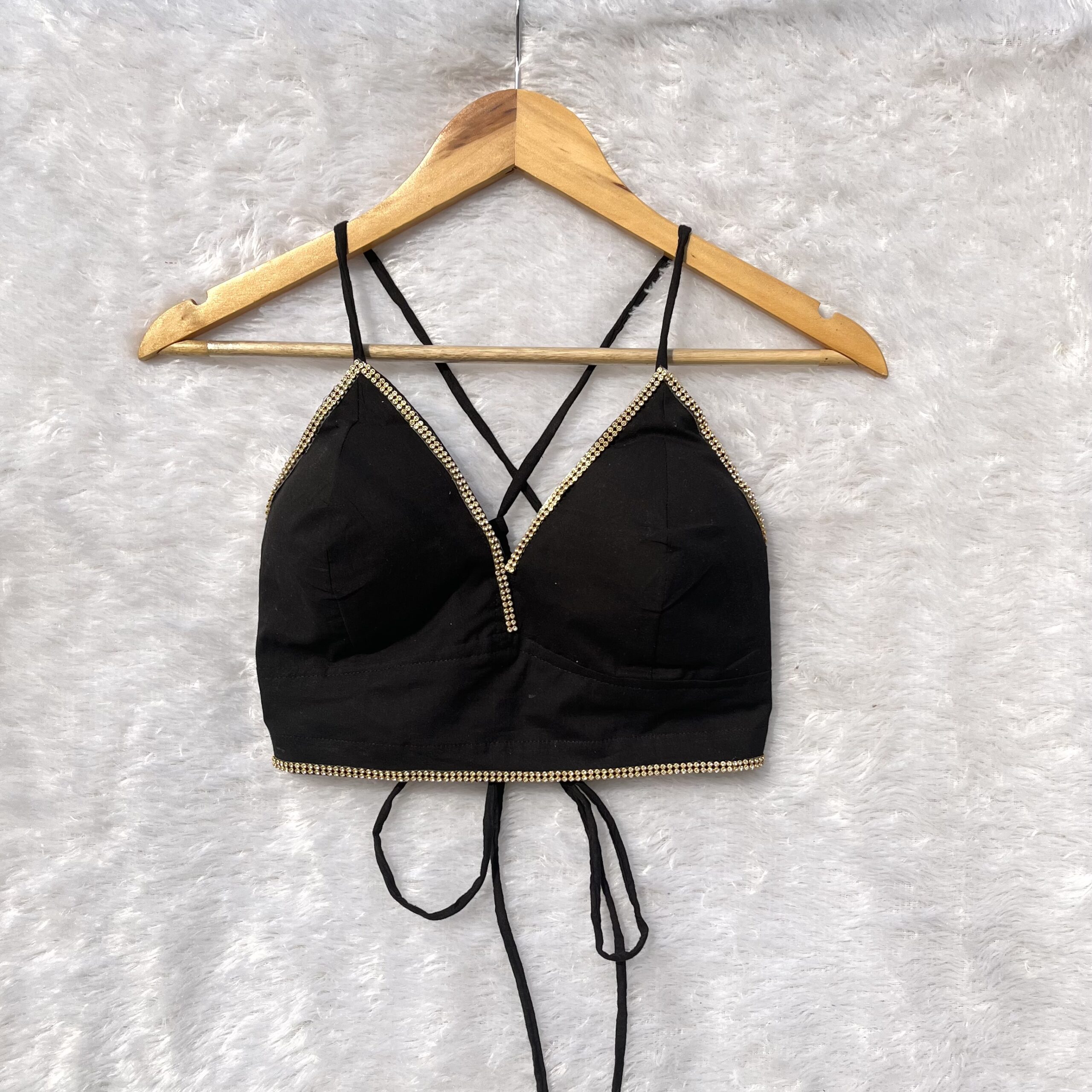 Black Crystal Cotton Bralette
