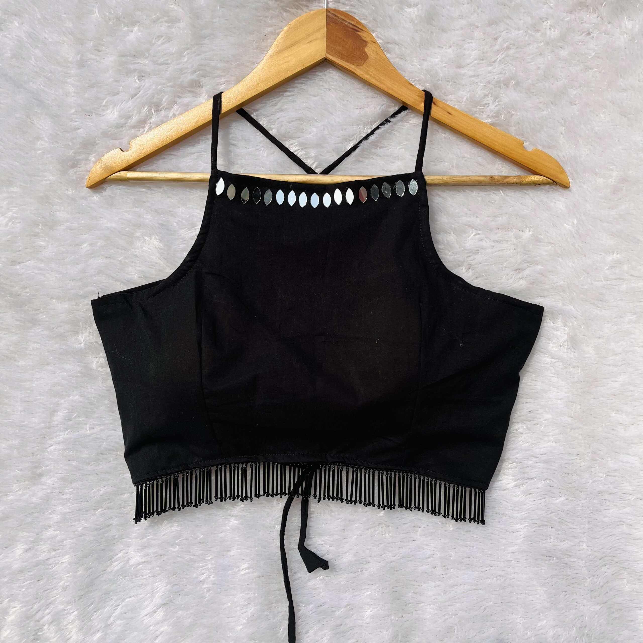 Black Cocktail Back Criss Cross Top