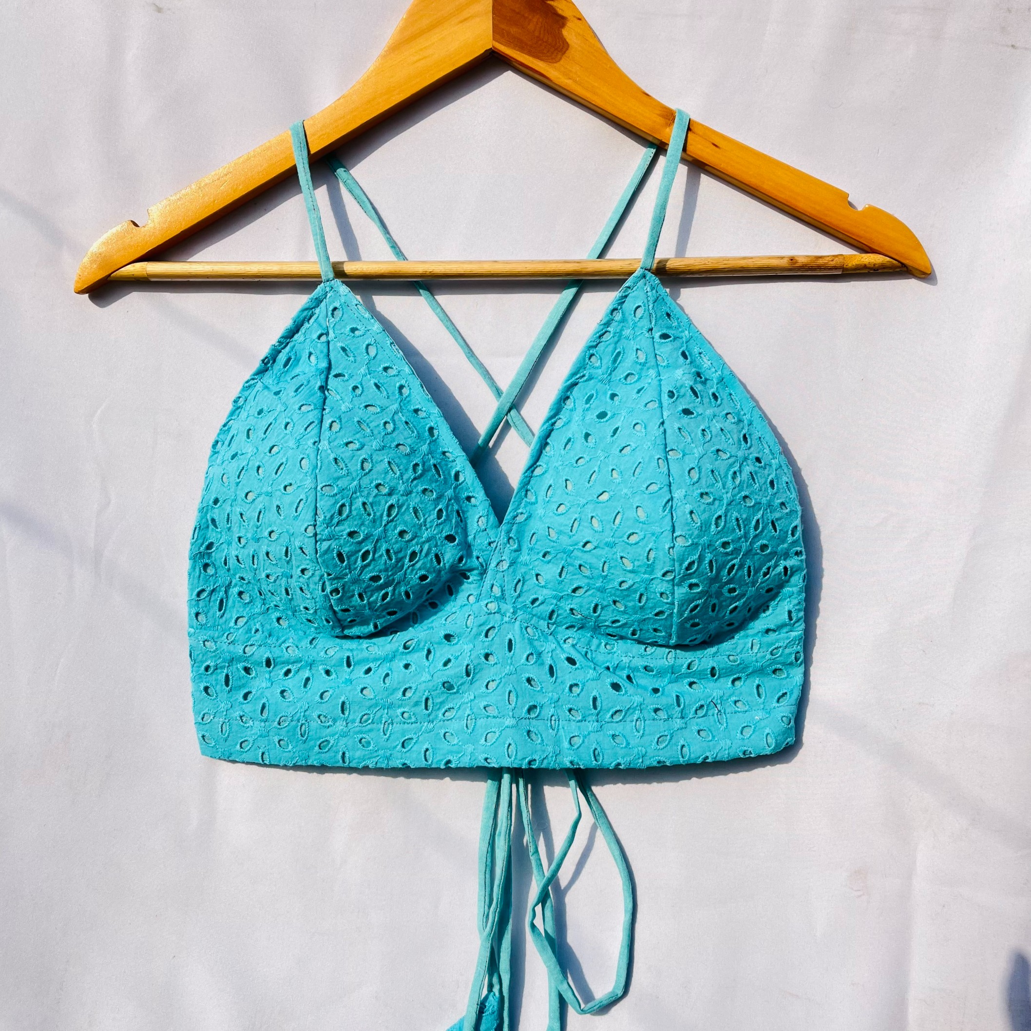 Baby Blue Hakoba Back Knot Bralette