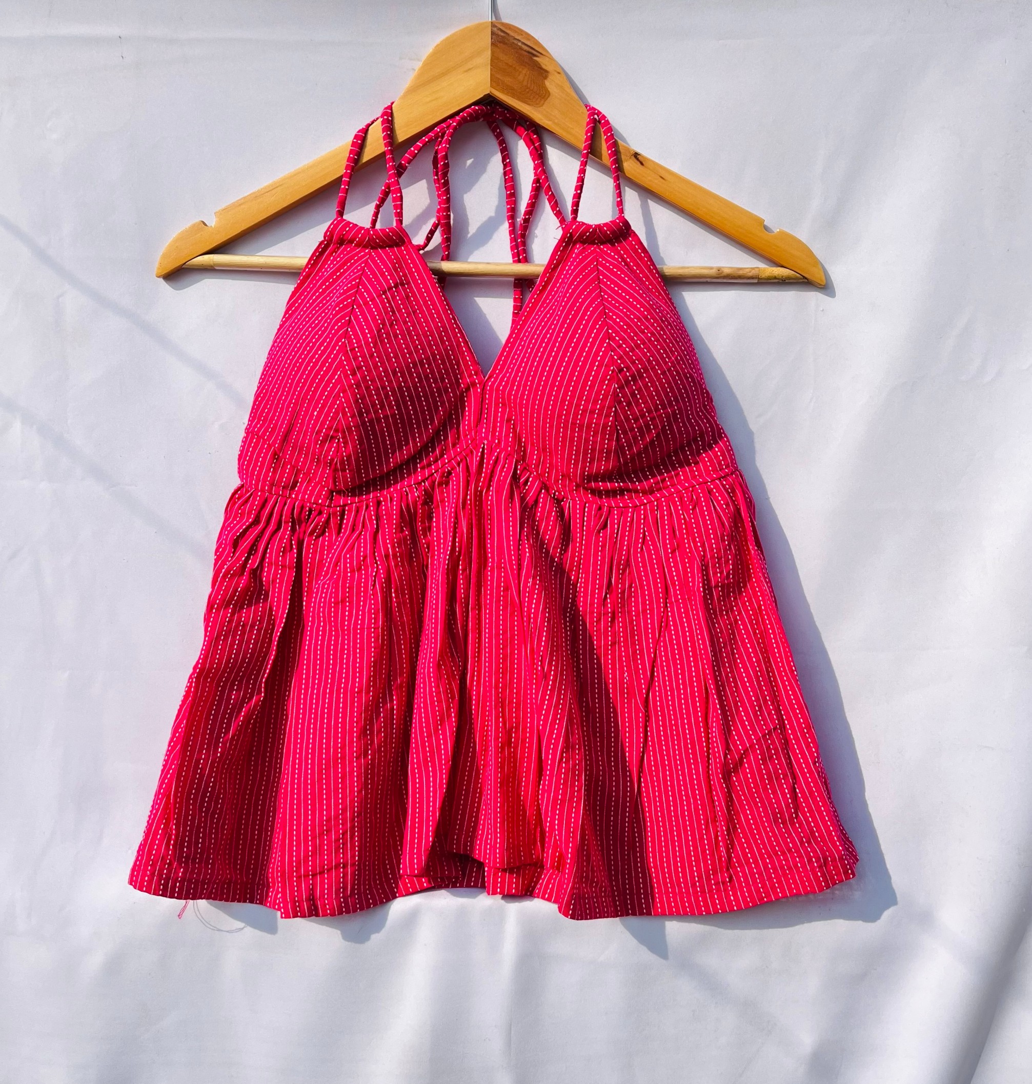 Pink Kantha Halter Neck Top