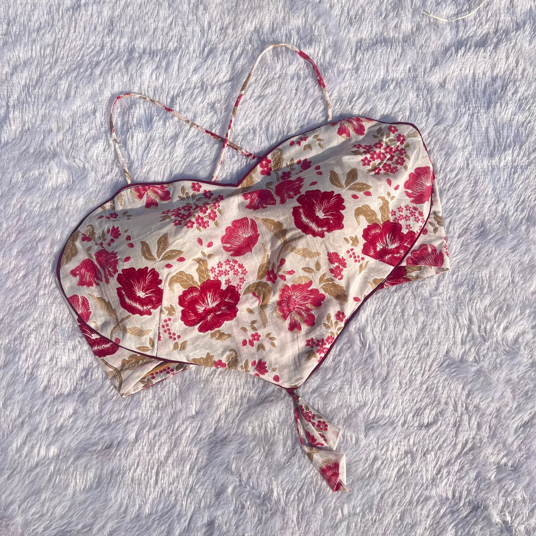 Rosy Heart Shape Back Criss Cross Cotton Top