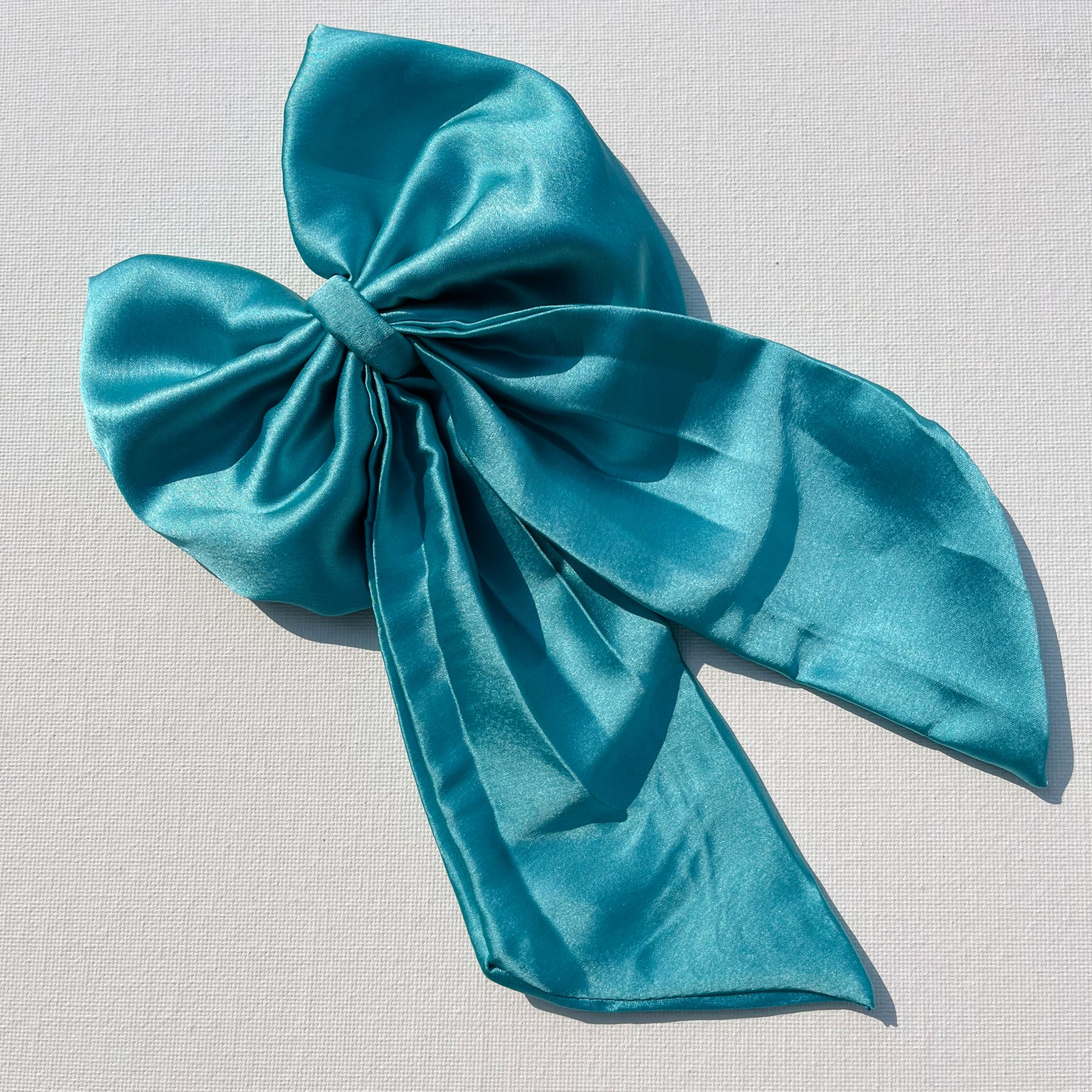 Sky Blue Satin Long Tail Bow Pin