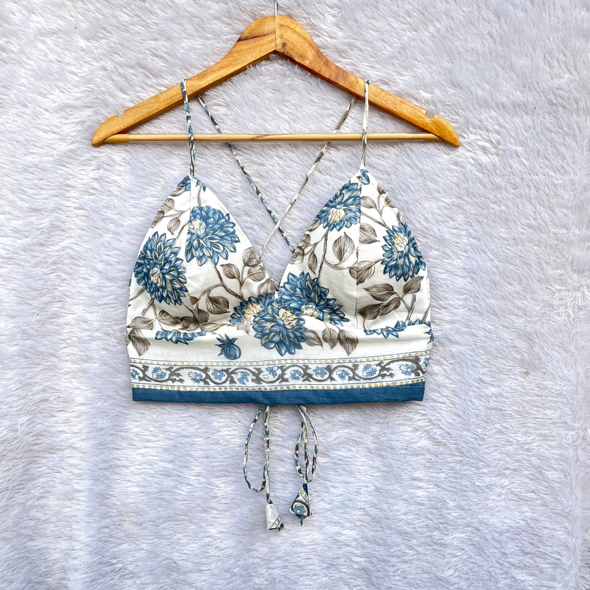 Iris Floral Mul Cotton Bralette