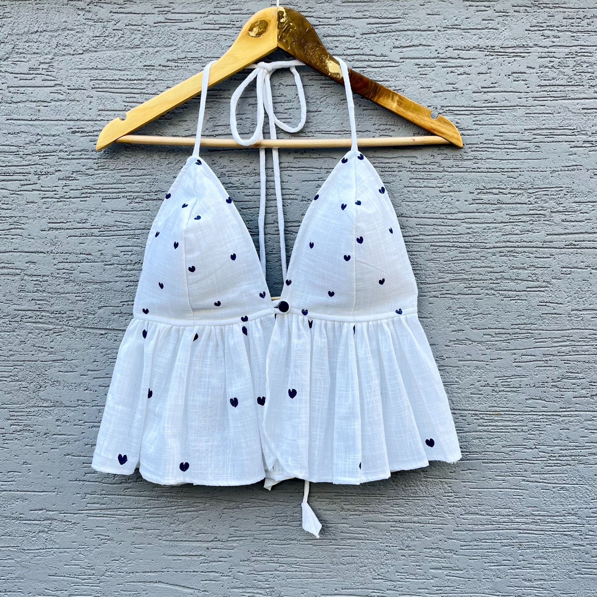 The Blue Heart Halter Neck Cotton Top